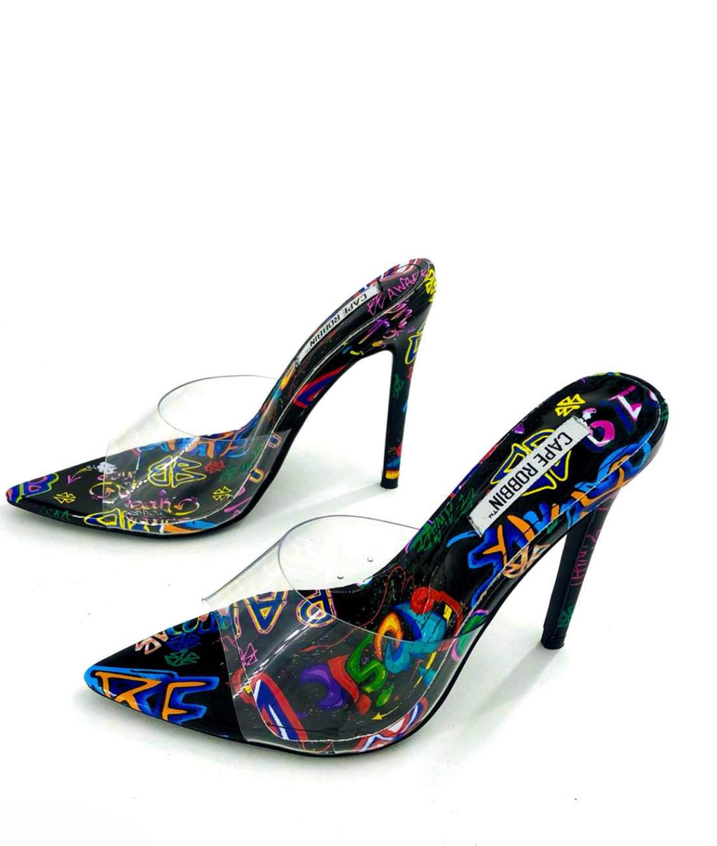Brianna Clear Heels-Graffiti – Bombshell Baby